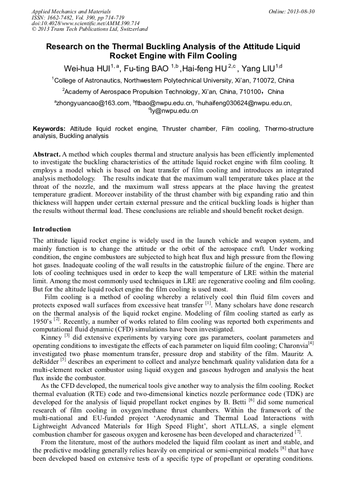 Research on the Thermal Buckling Analysis of the Attitude Liquid Rocket ...