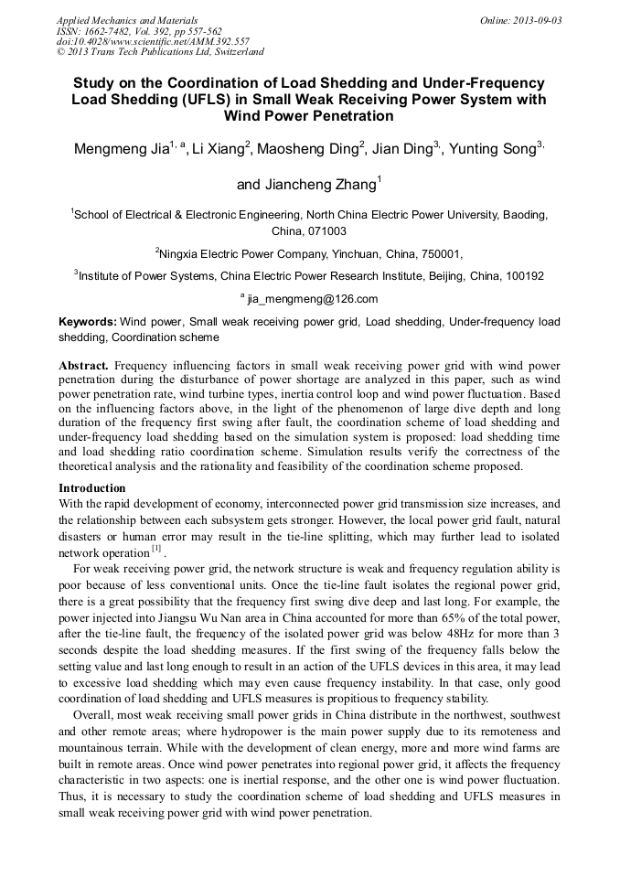 Study on the Coordination of Load Shedding and Under-Frequency Load ...