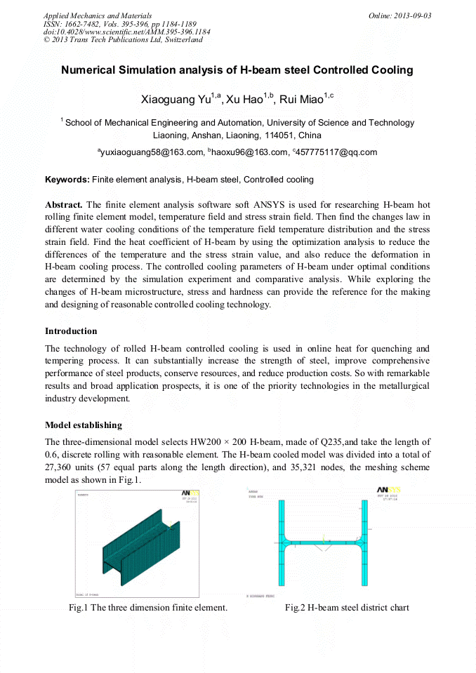 Numerical Simulation Analysis of H-Beam Steel Controlled Cooling ...