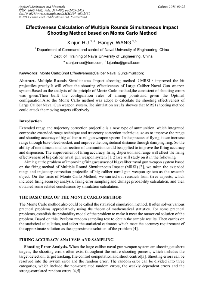 Effectiveness Calculation of Multiple Rounds Simultaneous Impact ...