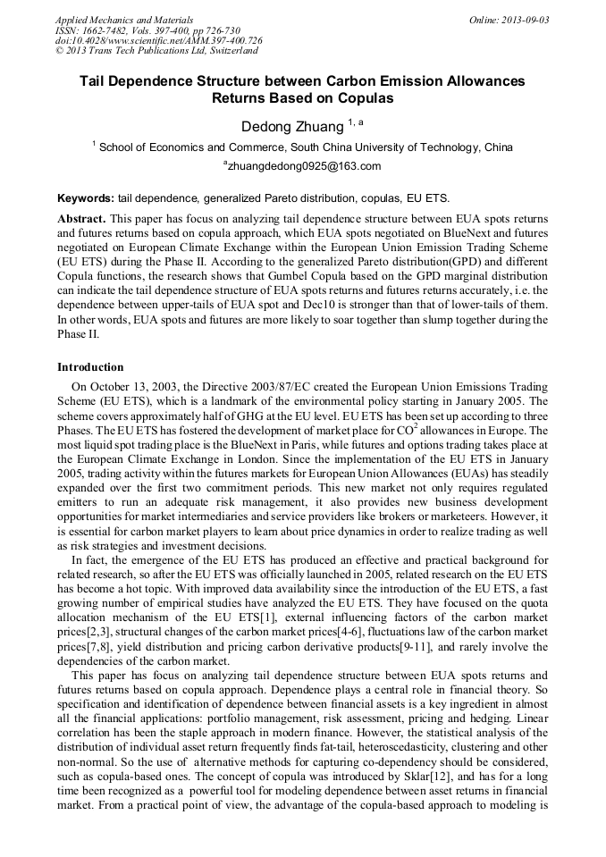 Tail Dependence Structure between Carbon Emission Allowances Returns ...