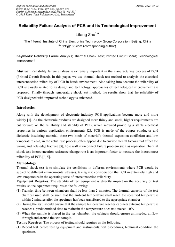 Reliability Failure Analysis of PCB and its Technological Improvement ...