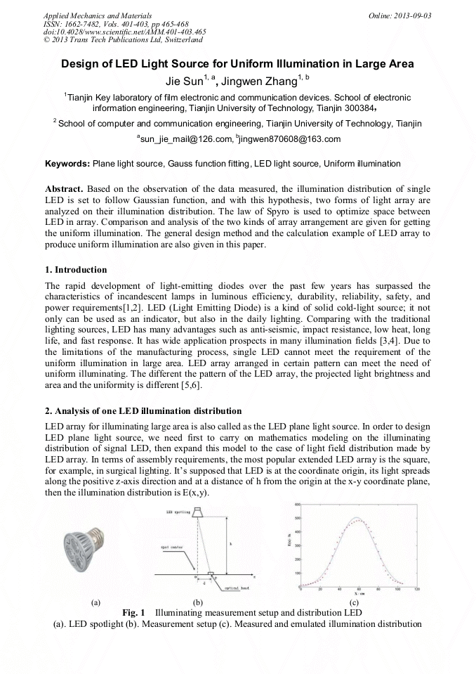 Design of LED Light Source for Uniform Illumination in Large Area ...