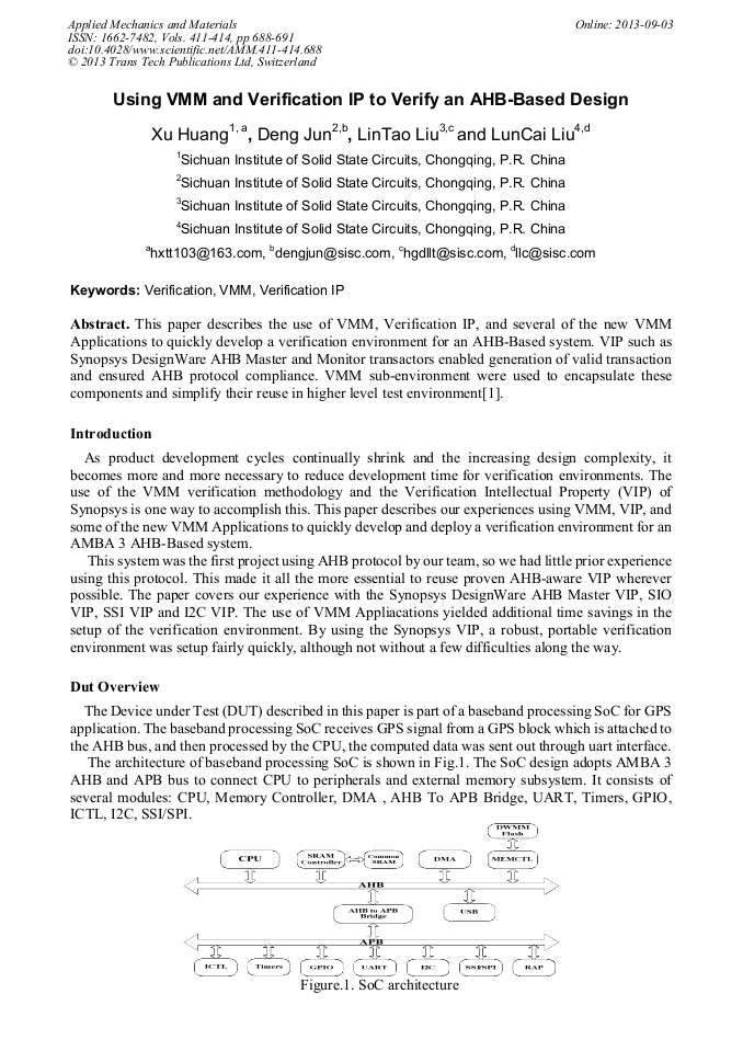 Using VMM and Verification IP to Verify an AHB-Based Design | Scientific.Net