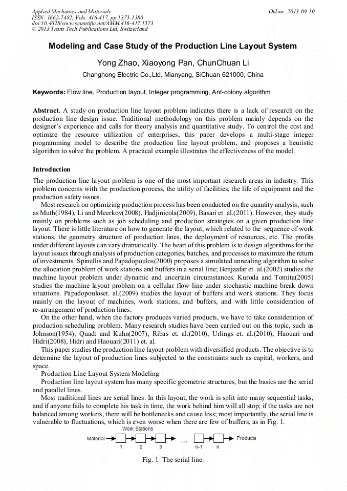 Modeling and Case Study of the Production Line Layout System ...