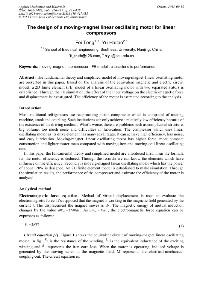 The Design of a Moving-Magnet Linear Oscillating Motor for Linear ...