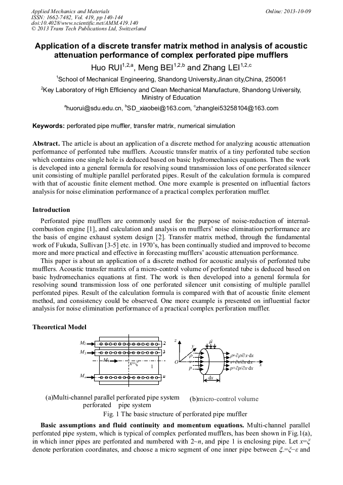 Application of a Discrete Transfer Matrix Method in Analysis of ...