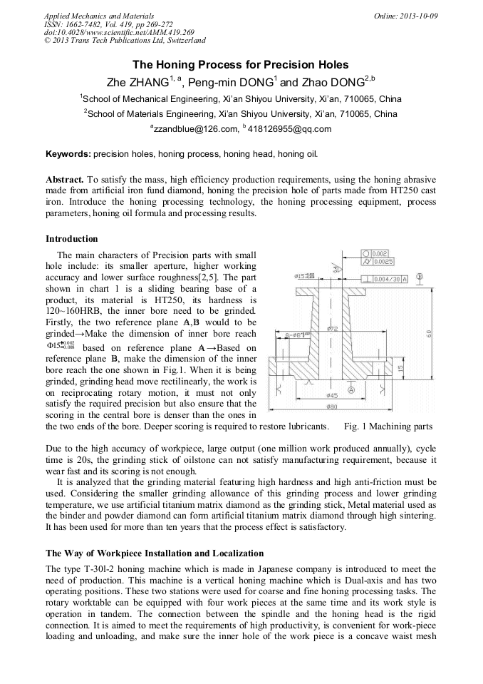 The Honing Process for Precision Holes | Scientific.Net