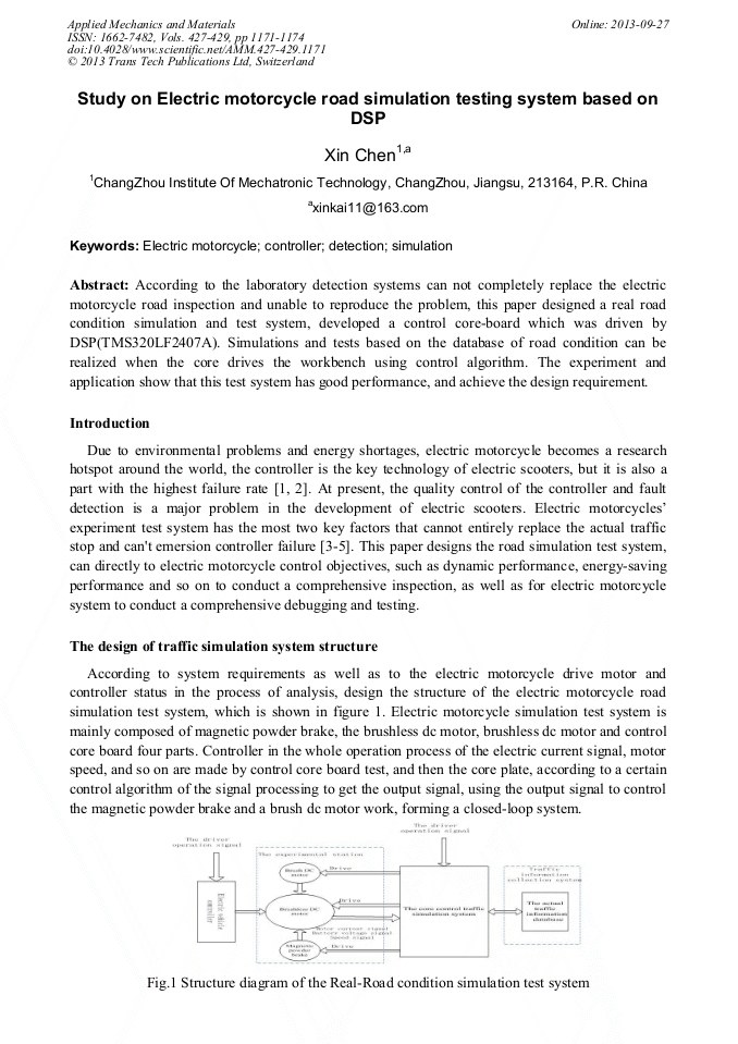Study on Electric Motorcycle Road Simulation Testing System Based on ...