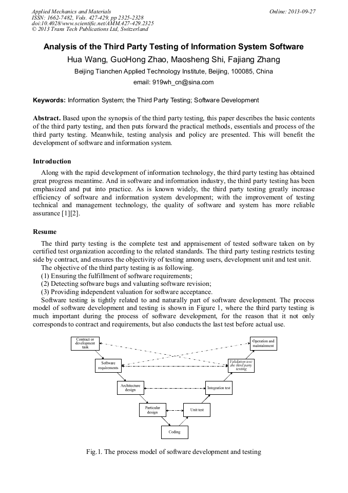 Analysis of the Third Party Testing of Information System Software ...