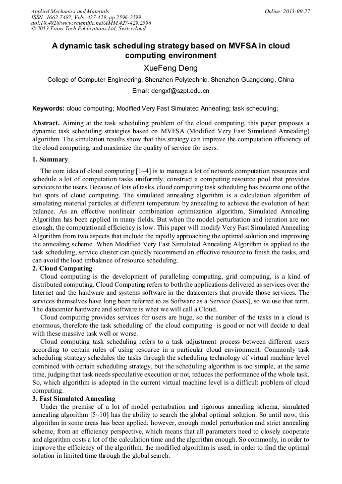 A Dynamic Task Scheduling Strategy Based on MVFSA in Cloud Computing ...