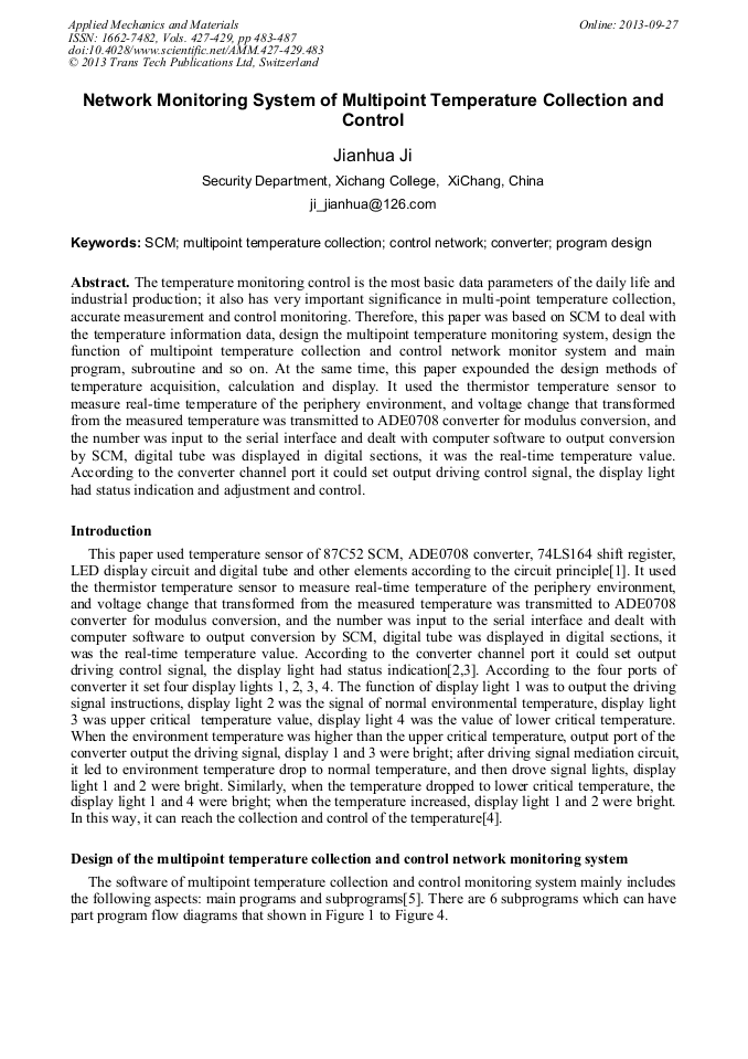 Network Monitoring System of Multipoint Temperature Collection and ...