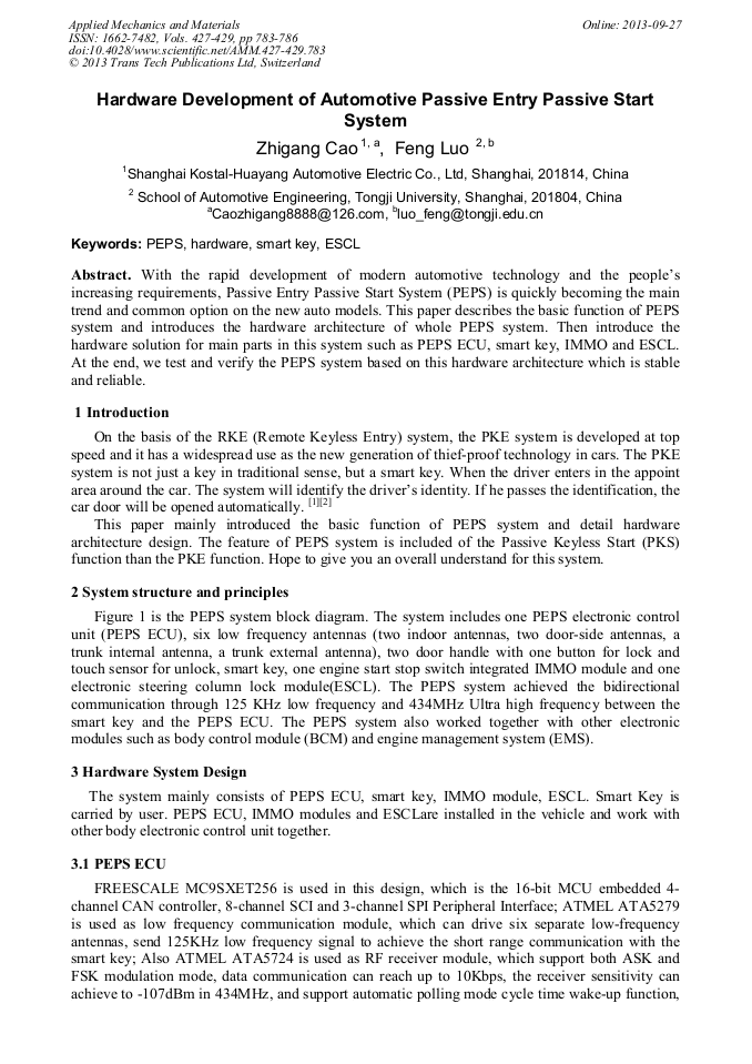 Hardware Development of Automotive Passive Entry Passive Start System ...
