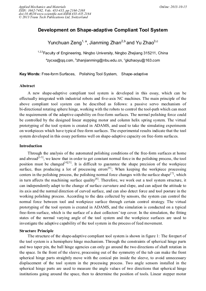 Development on Shape-Adaptive Compliant Tool System | Scientific.Net