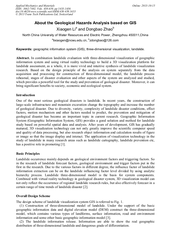 About the Geological Hazards Analysis Based on GIS | Scientific.Net