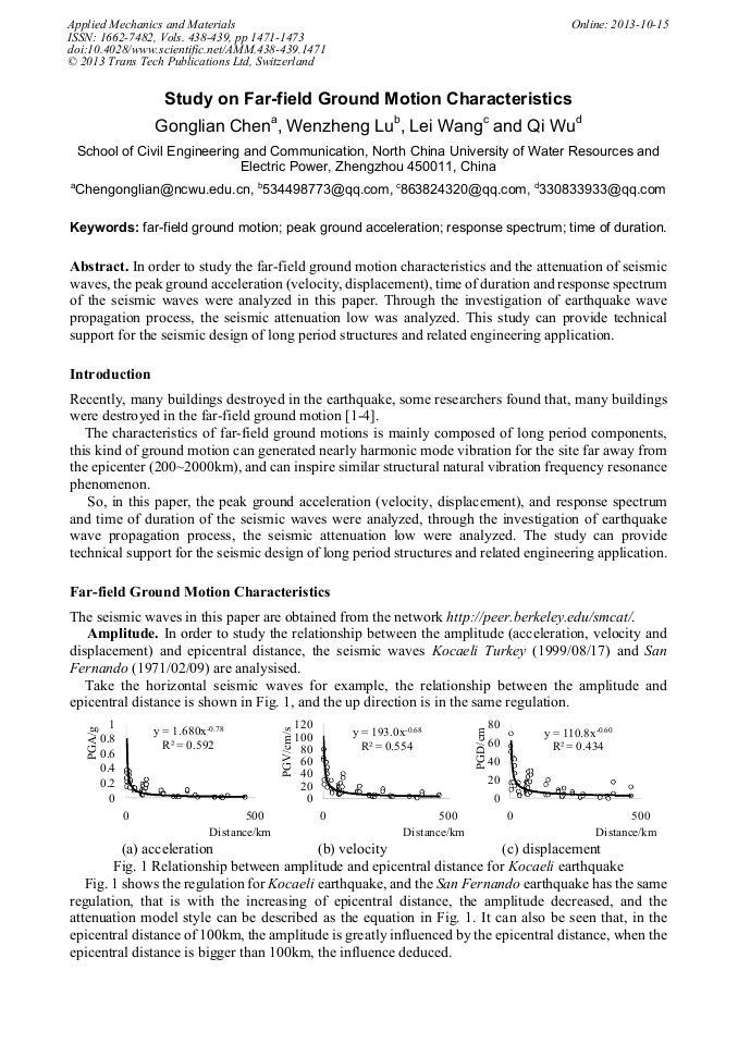 Study on Far-Field Ground Motion Characteristics | Scientific.Net