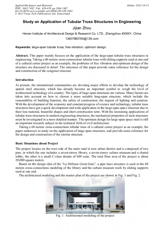 Study on Application of Tubular Truss Structures in Engineering ...