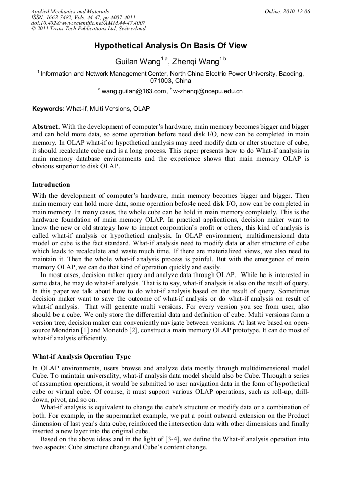 Hypothetical Analysis on Basis of View | Scientific.Net
