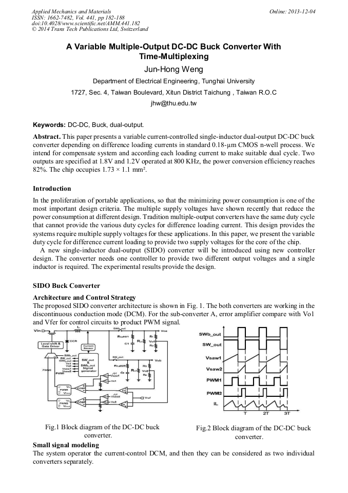 A Variable Multiple-Output DC-DC Buck Converter with Time-Multiplexing ...