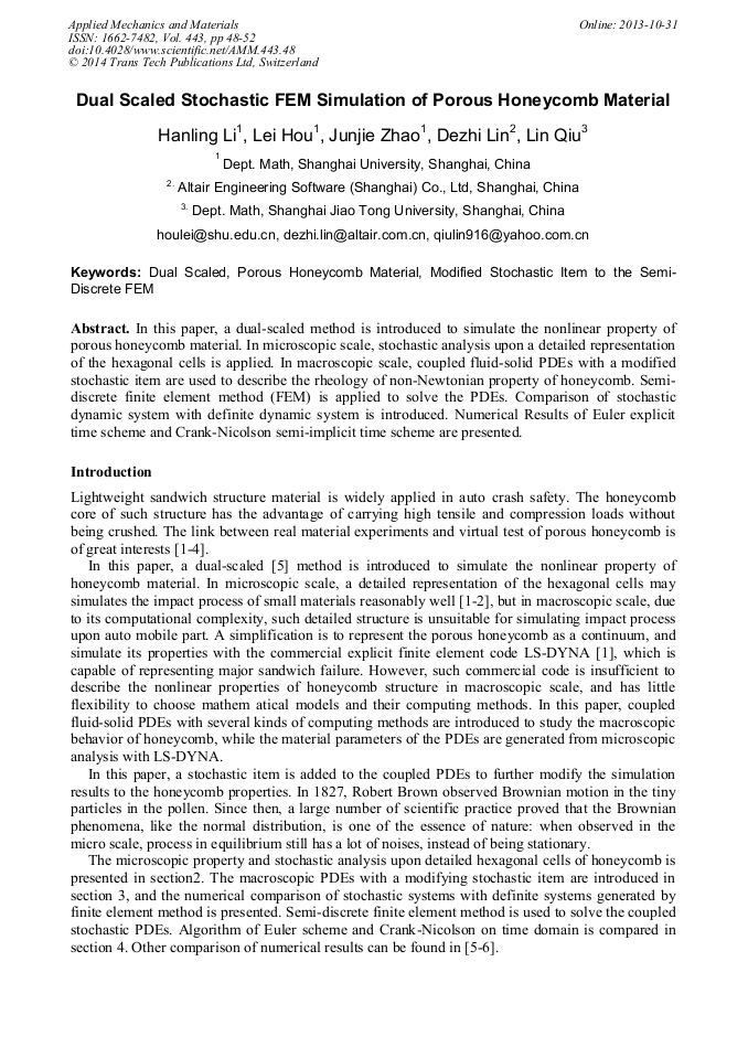 Dual Scaled Stochastic FEM Simulation of Porous Honeycomb Material ...