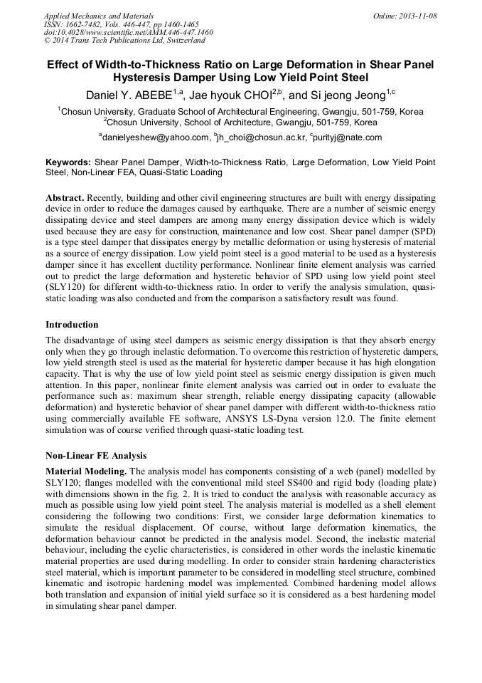 Effect of Width-to-Thickness Ratio on Large Deformation in Shear Panel ...