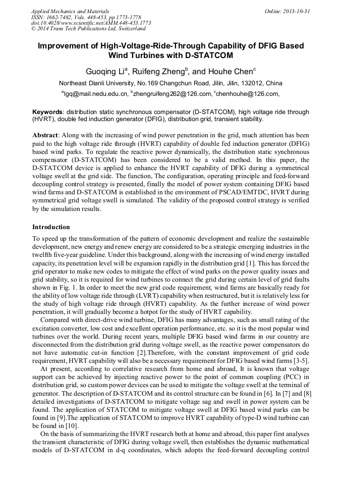 Improvement of High-Voltage-Ride-Through Capability of DFIG Based Wind ...