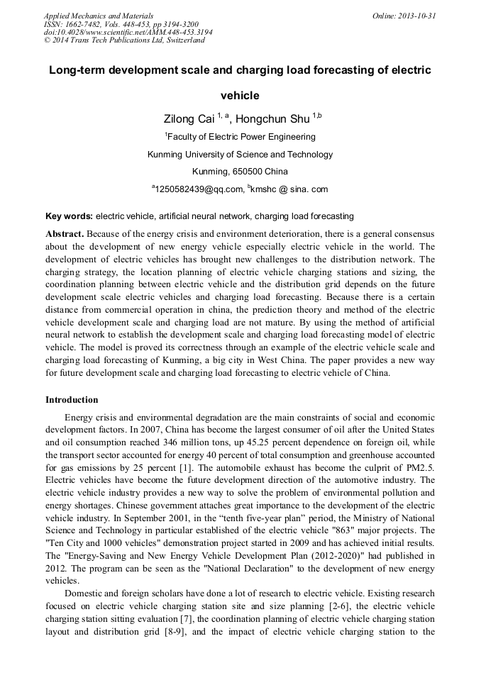 Long-Term Development Scale and Charging Load Forecasting of Electric ...