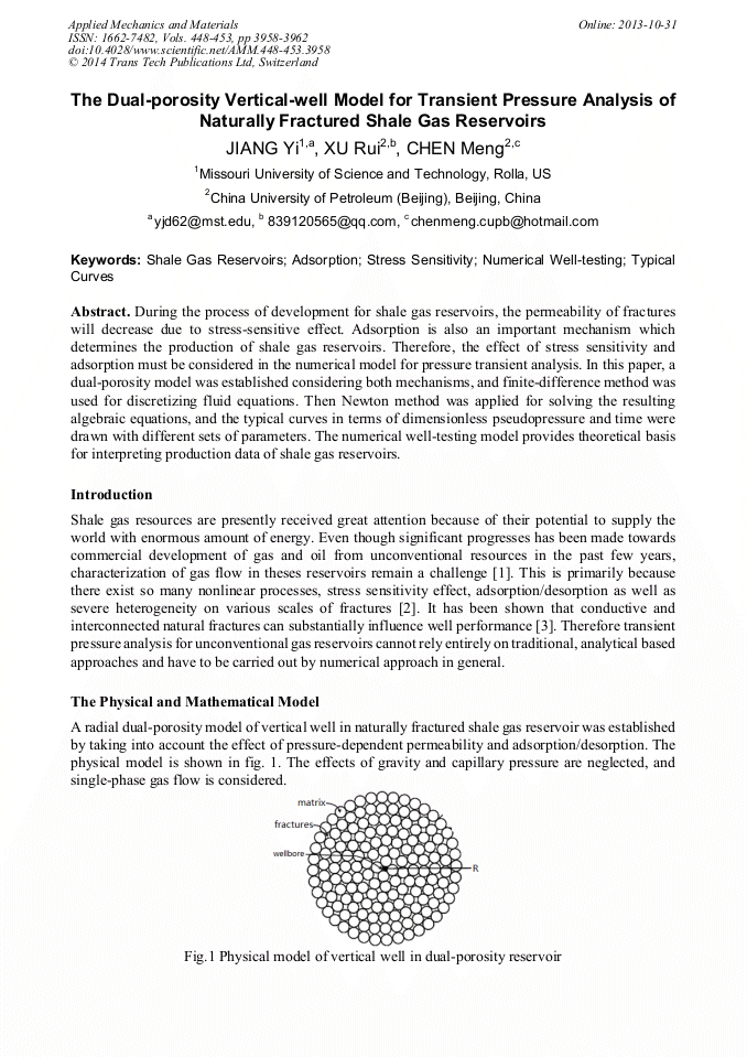 The Dual-Porosity Vertical-Well Model for Transient Pressure Analysis ...