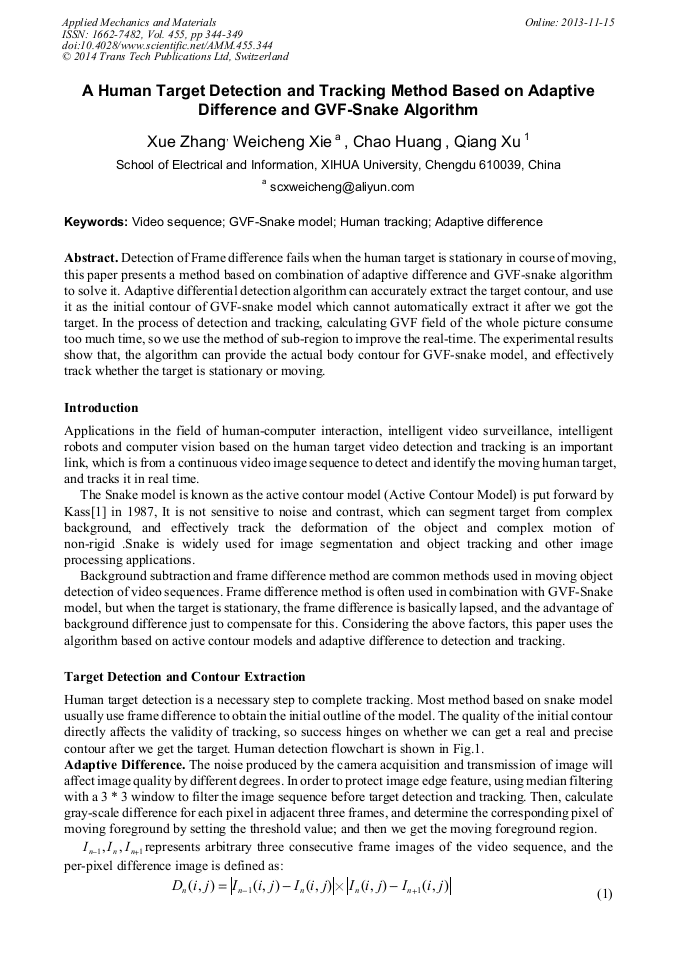 A Human Target Detection and Tracking Method Based on Adaptive ...