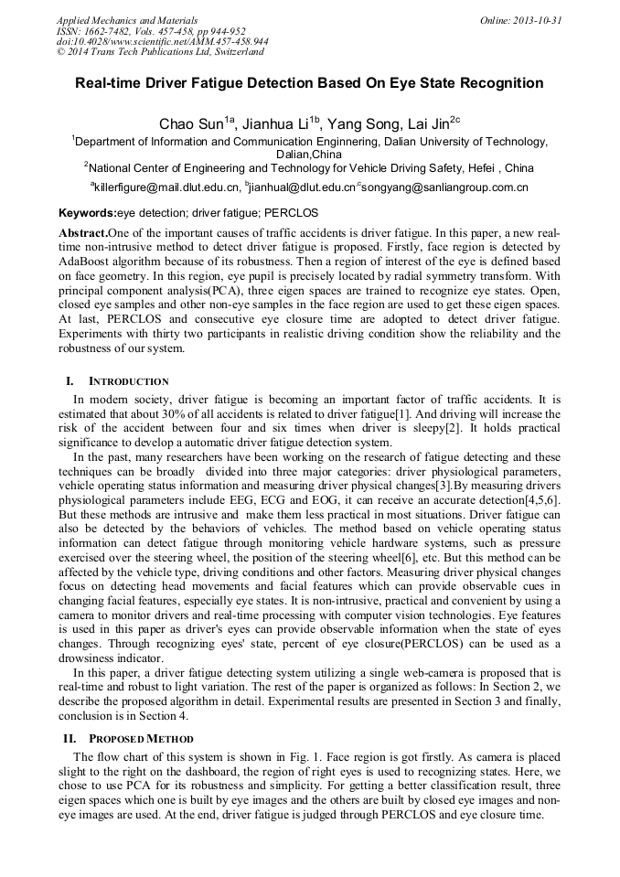 Real-Time Driver Fatigue Detection Based on Eye State Recognition | Scientific.Net