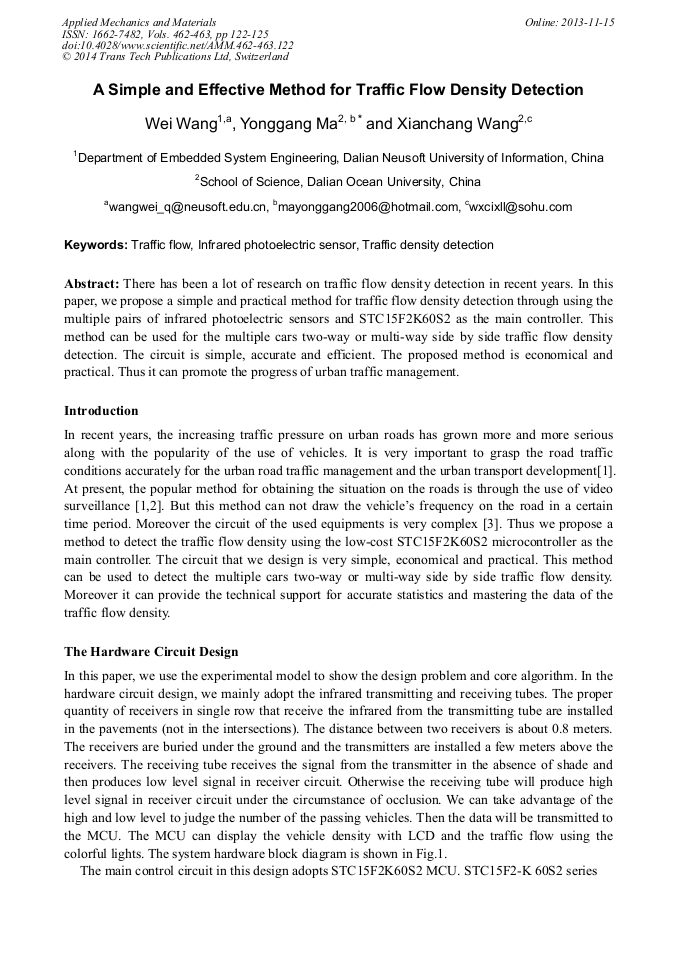 A Simple And Effective Method For Traffic Flow Density Detection Scientific Net