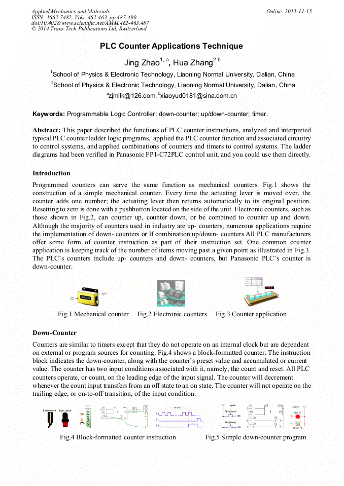 PLC Counter Applications Technique | Scientific.Net