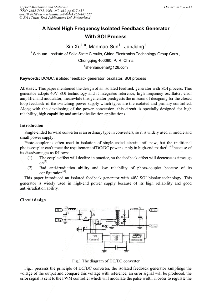 A Novel High Frequency Isolated Feedback Generator with SOI Process ...