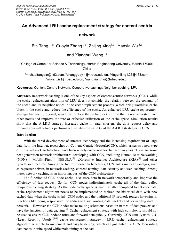 An Advanced LRU Cache Replacement Strategy for Content-Centric Network ...