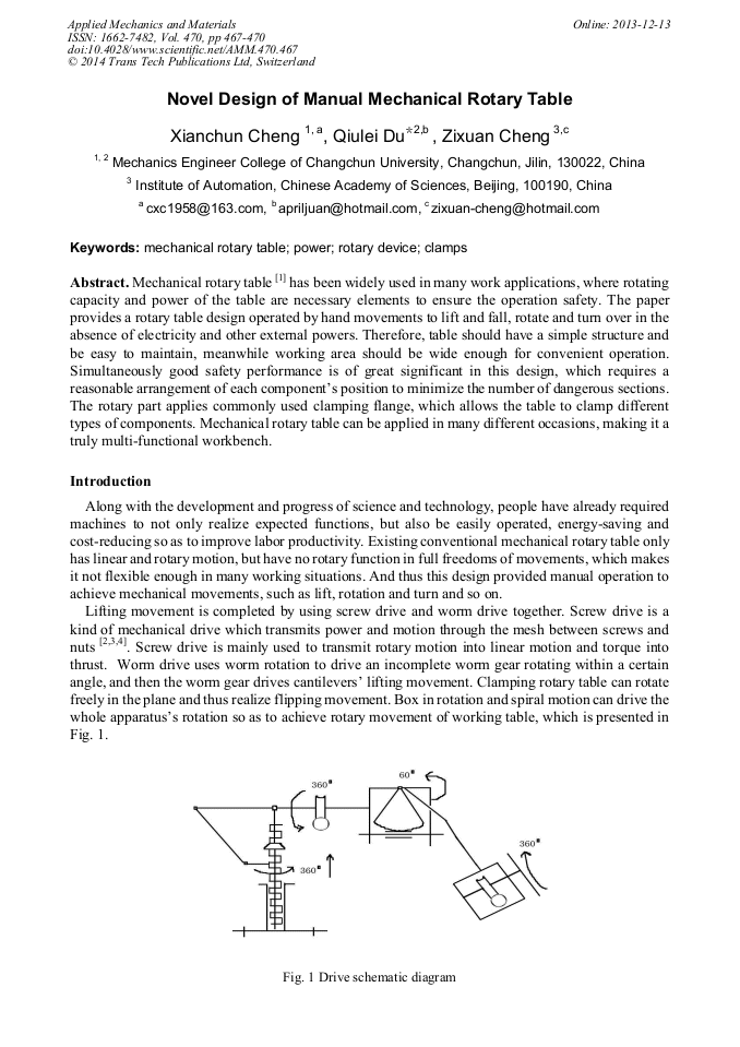 Novel Design of Manual Mechanical Rotary Table | Scientific.Net