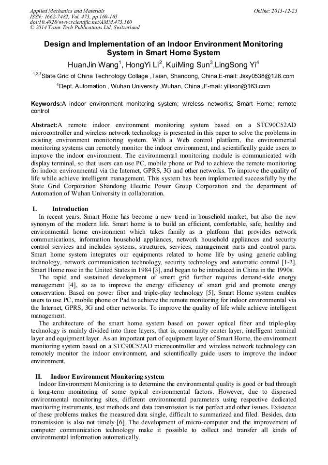 Design and Implementation of an Indoor Environment Monitoring System in ...
