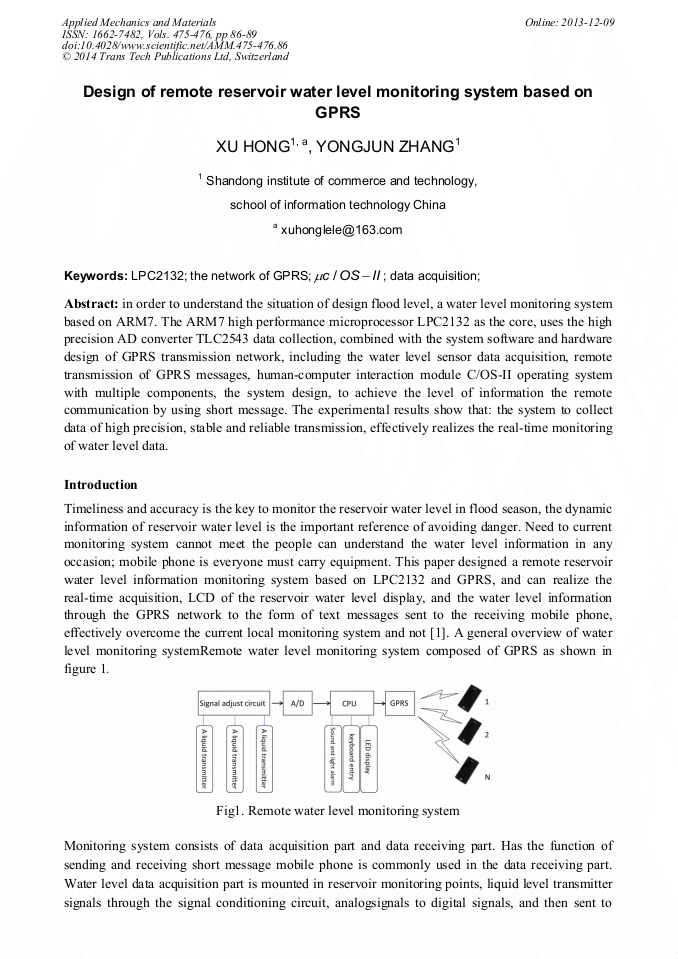 Design of Remote Reservoir Water Level Monitoring System Based on GPRS ...