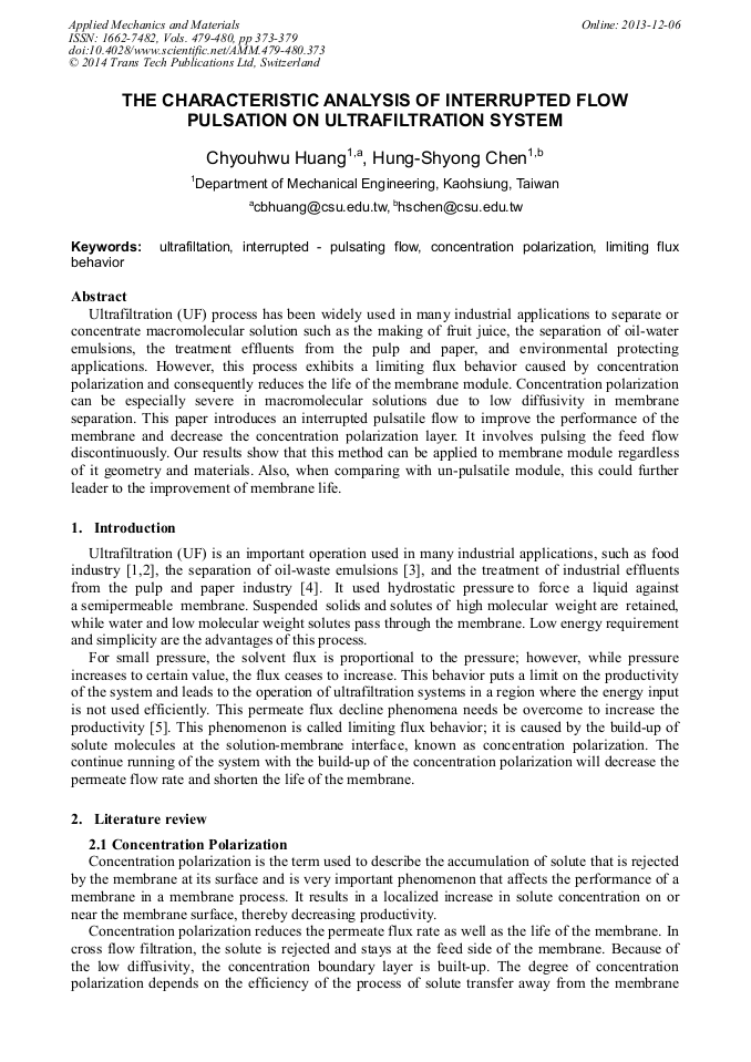 The Characteristic Analysis of Interrupted Flow Pulsation on ...