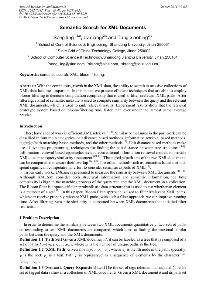 Semantic Search for XML Documents | Scientific.Net