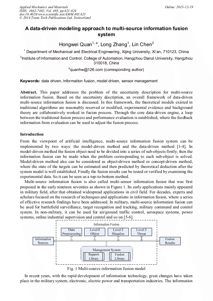 A Data Driven Modeling Approach To Multi Source Information Fusion