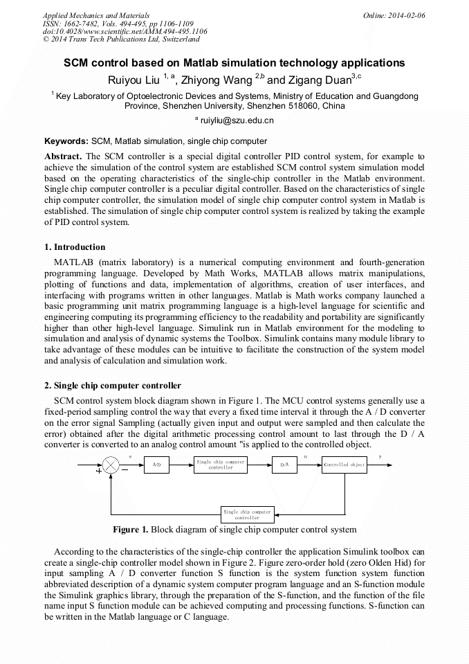 SCM Control Based on Matlab Simulation Technology Applications ...