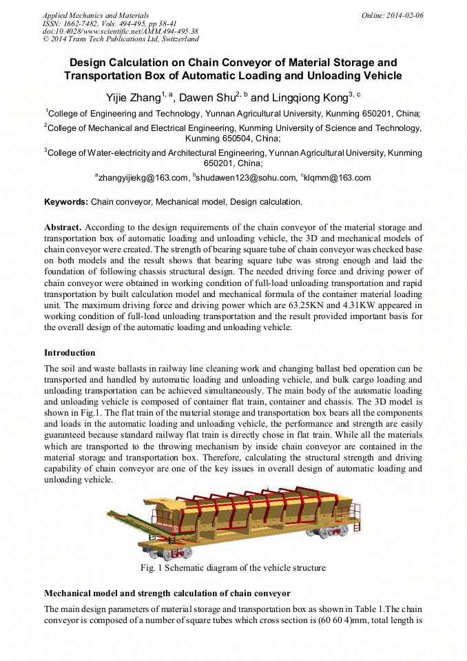 Design Calculation on Chain Conveyor of Material Storage and ...