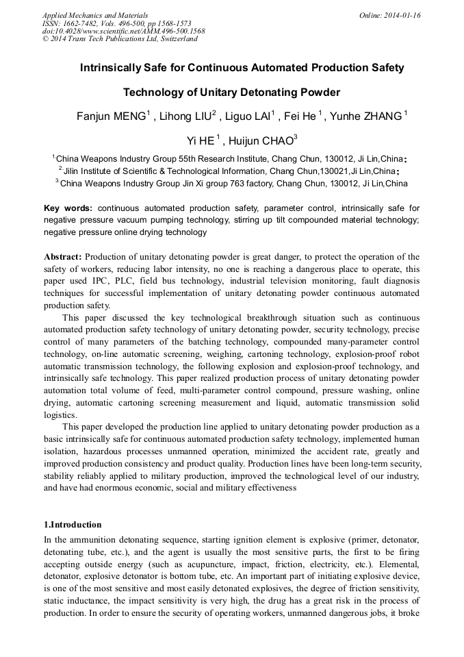 Intrinsically Safe for Continuous Automated Production Safety ...