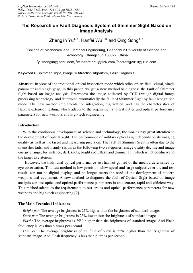 The Research on Fault Diagnosis System of Shimmer Sight Based on Image ...