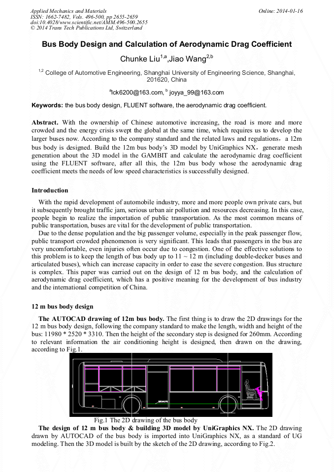 Bus Body Design and Calculation of Aerodynamic Drag Coefficient ...