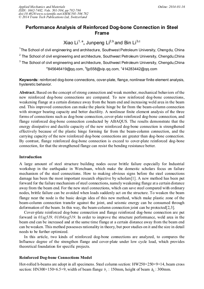 Performance Analysis of Reinforced Dog-Bone Connection in Steel Frame ...