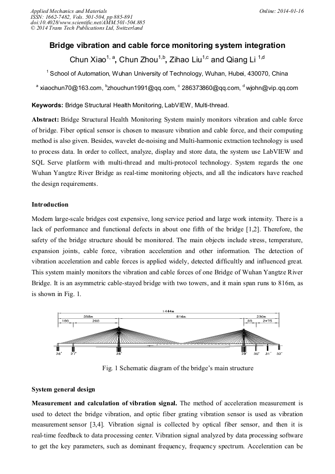 Bridge Vibration and Cable Force Monitoring System Integration ...