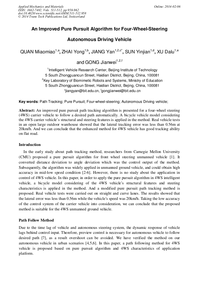 An Improved Pure Pursuit Algorithm for Four-Wheel-Steering Autonomous ...