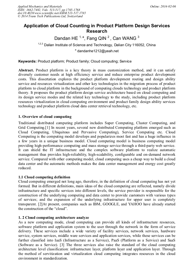 Application of Cloud Counting in Product Platform Design Services ...