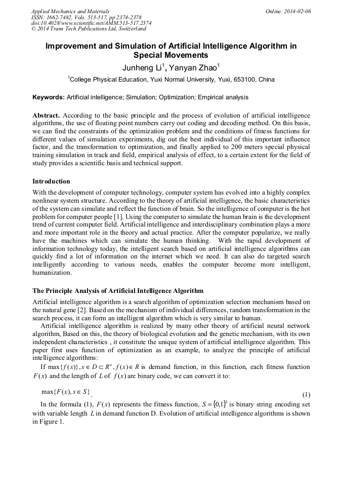Improvement and Simulation of Artificial Intelligence Algorithm in ...